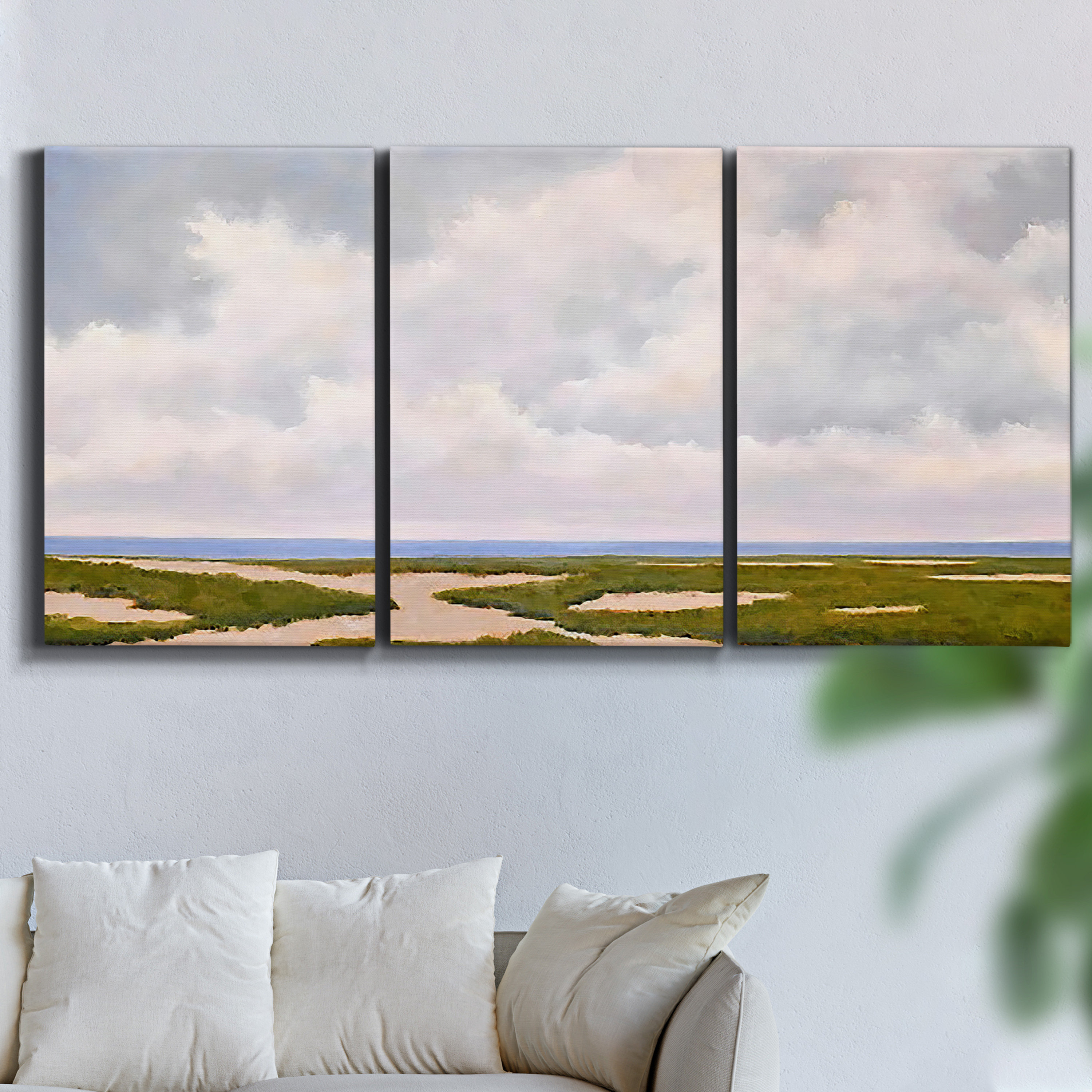 Rosecliff Heights Misty Waves II Framed On Canvas 3 Pieces Print | Wayfair