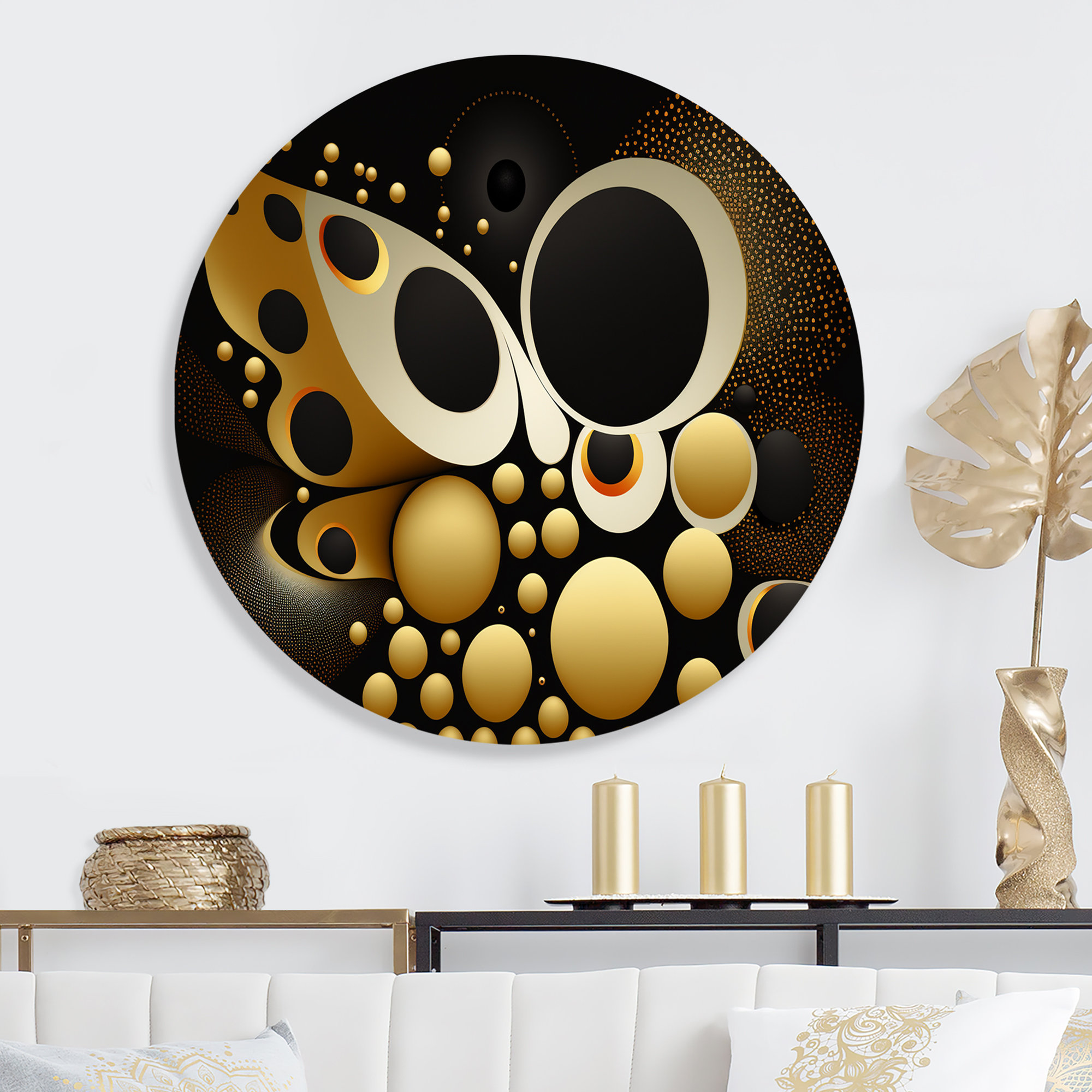 Mercer41 Golden Circular Universe II - Abstract Geometric Round Wall ...