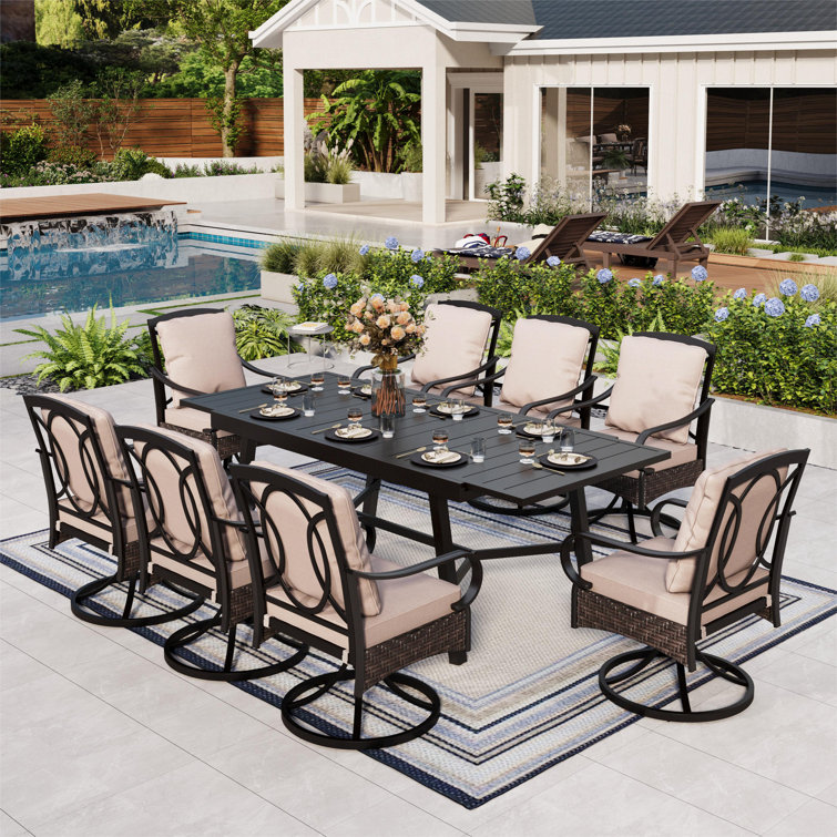 Lark Manor Argyri 8 - Person Outdoor Patio Dining Set Featuring Swivel ...