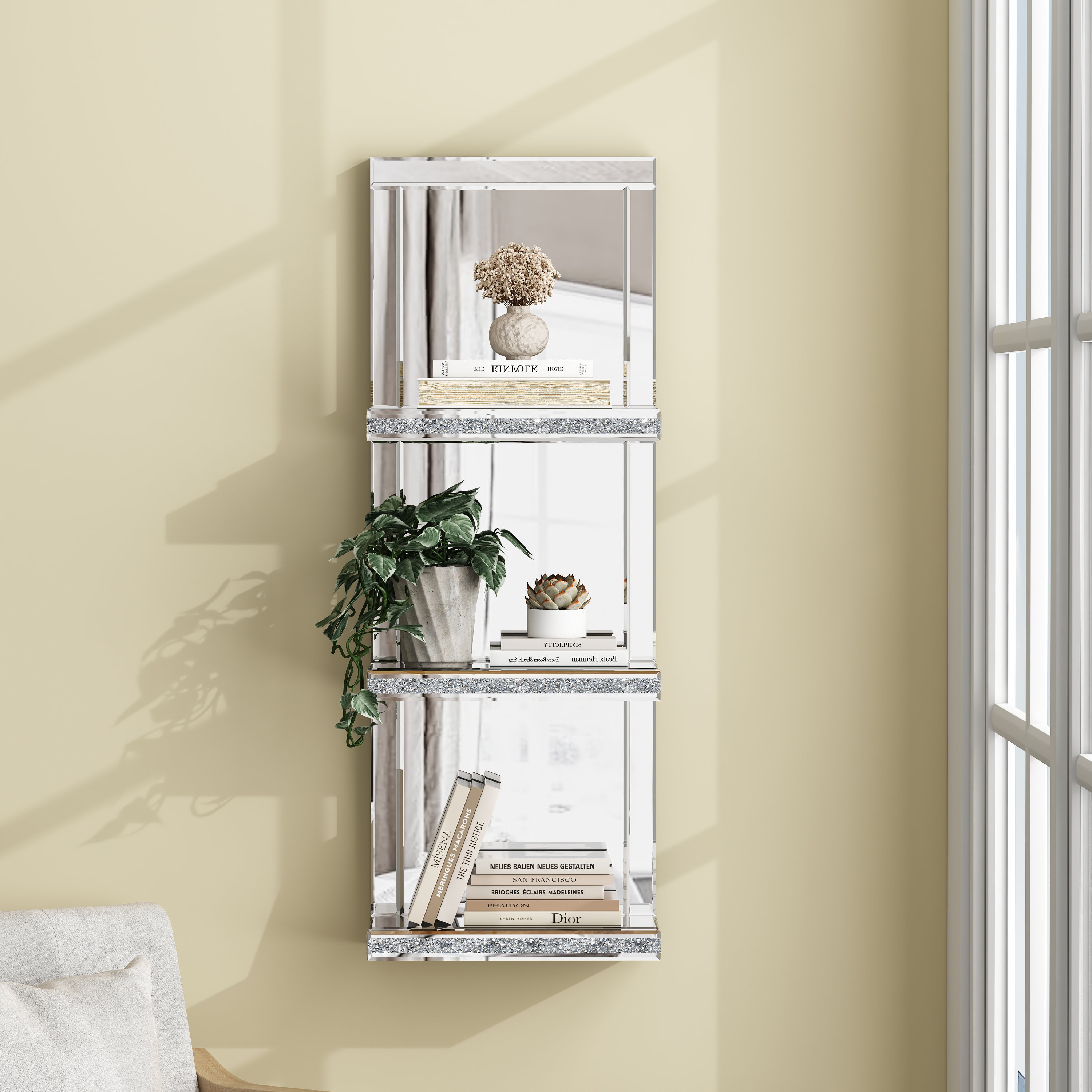 Hokku Designs Mirrored Accent Shelves 3-Tier (1 PCS) | Wayfair