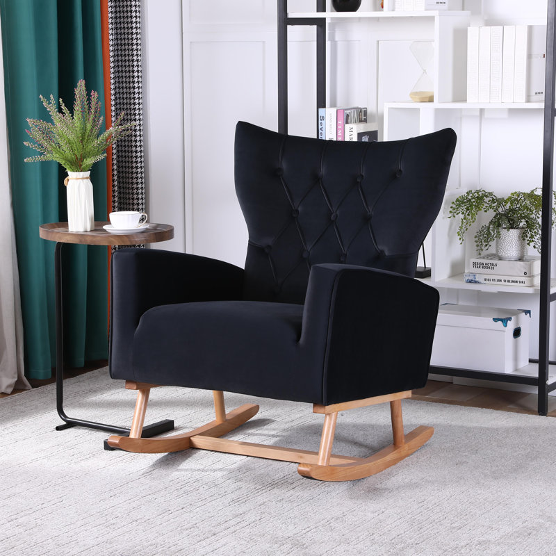 Ivy Bronx Latori Velvet Rocking Chair | Wayfair