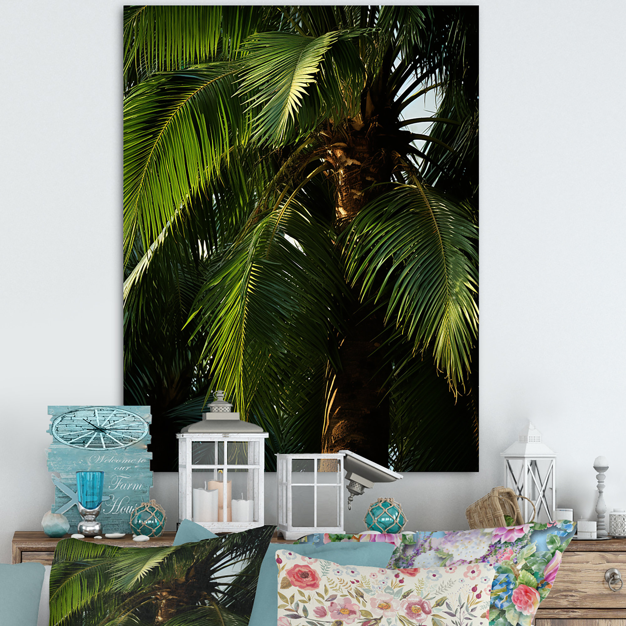 Design Art Emerald Jungle Palm Leaves Embrace II | Wayfair