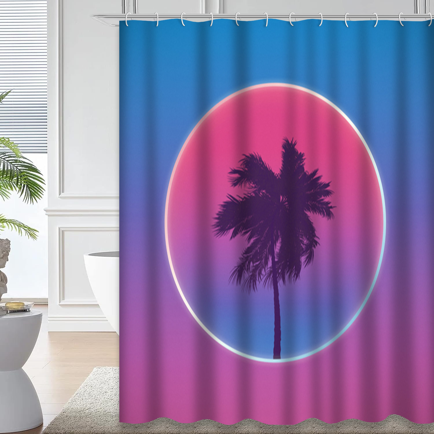 East Urban Home Coconut Waterproof Shower Curtain,Palm Trees Gradient ...