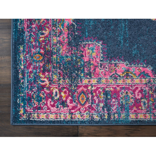 Mercury Row® Abbate Oriental Navy Blue/Pink Area Rug & Reviews | Wayfair