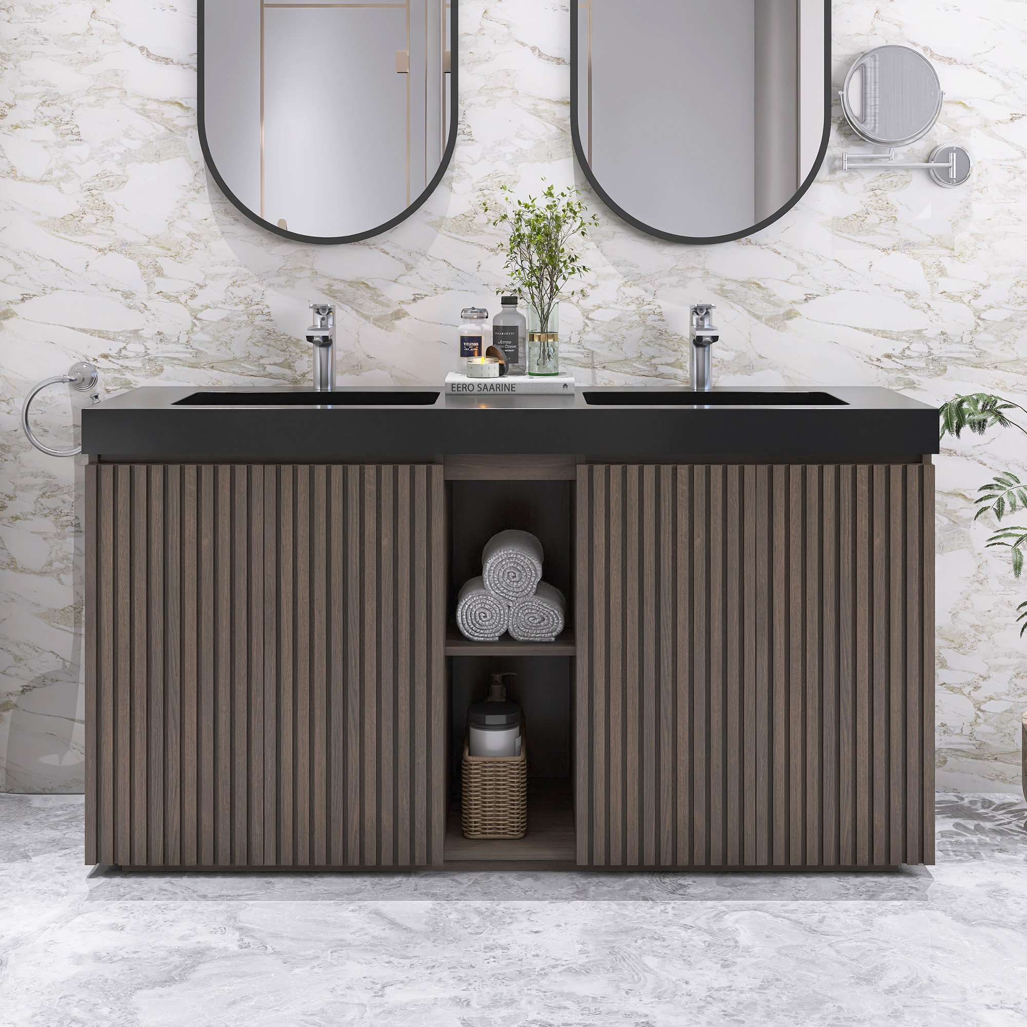 Latitude Run® 60" Large Storage Freestanding Modern Bathroom Vanity ...