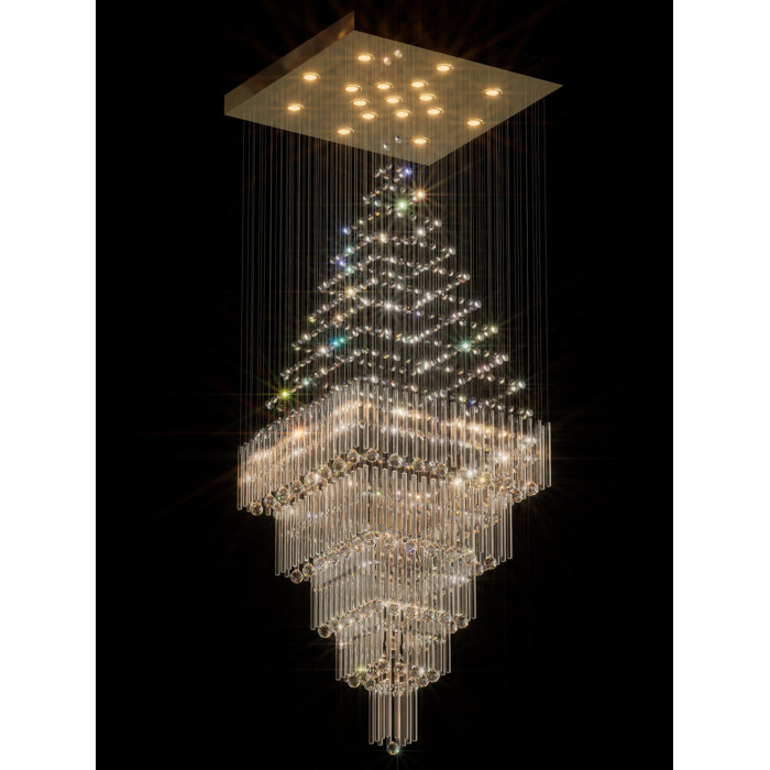 Rosdorf Park D40''x H100'' 5 Tiers Gold Crystal Raindrop Chandeliers ...