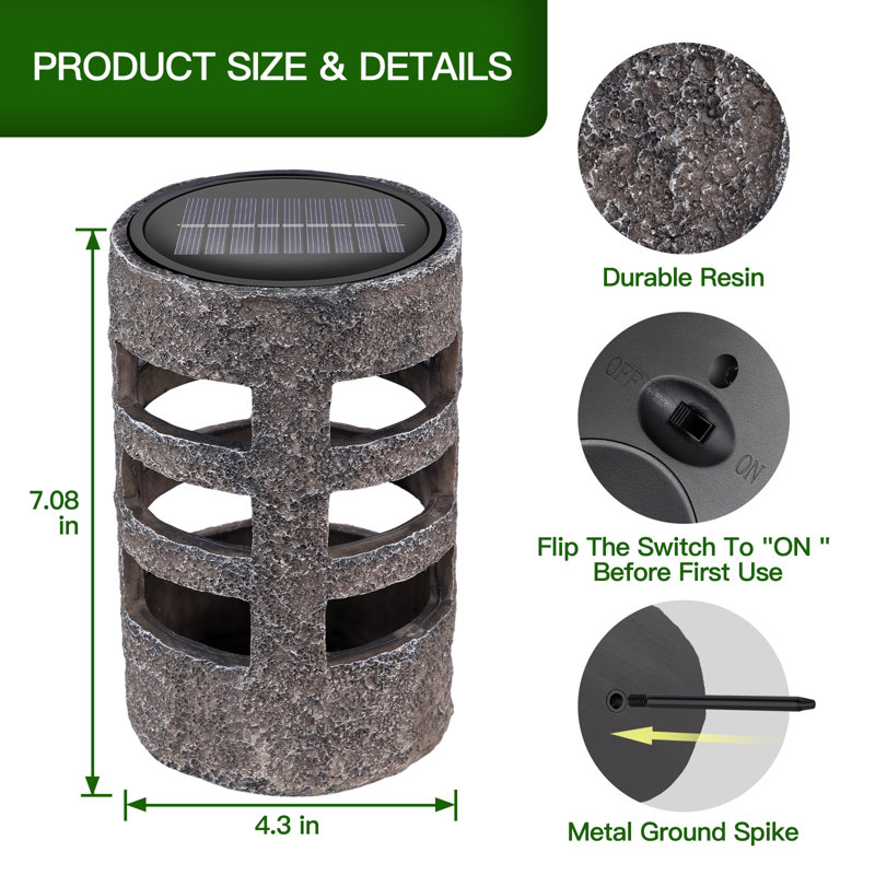 KANSTAR Solar Yard Lights,2 Pack Round pillar Outdoor Solar Lights ...