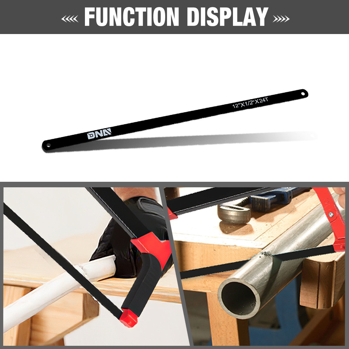 DNA Motoring Hardened Carbon Steel Hacksaw,12inches Heavy-Duty Pipe ...