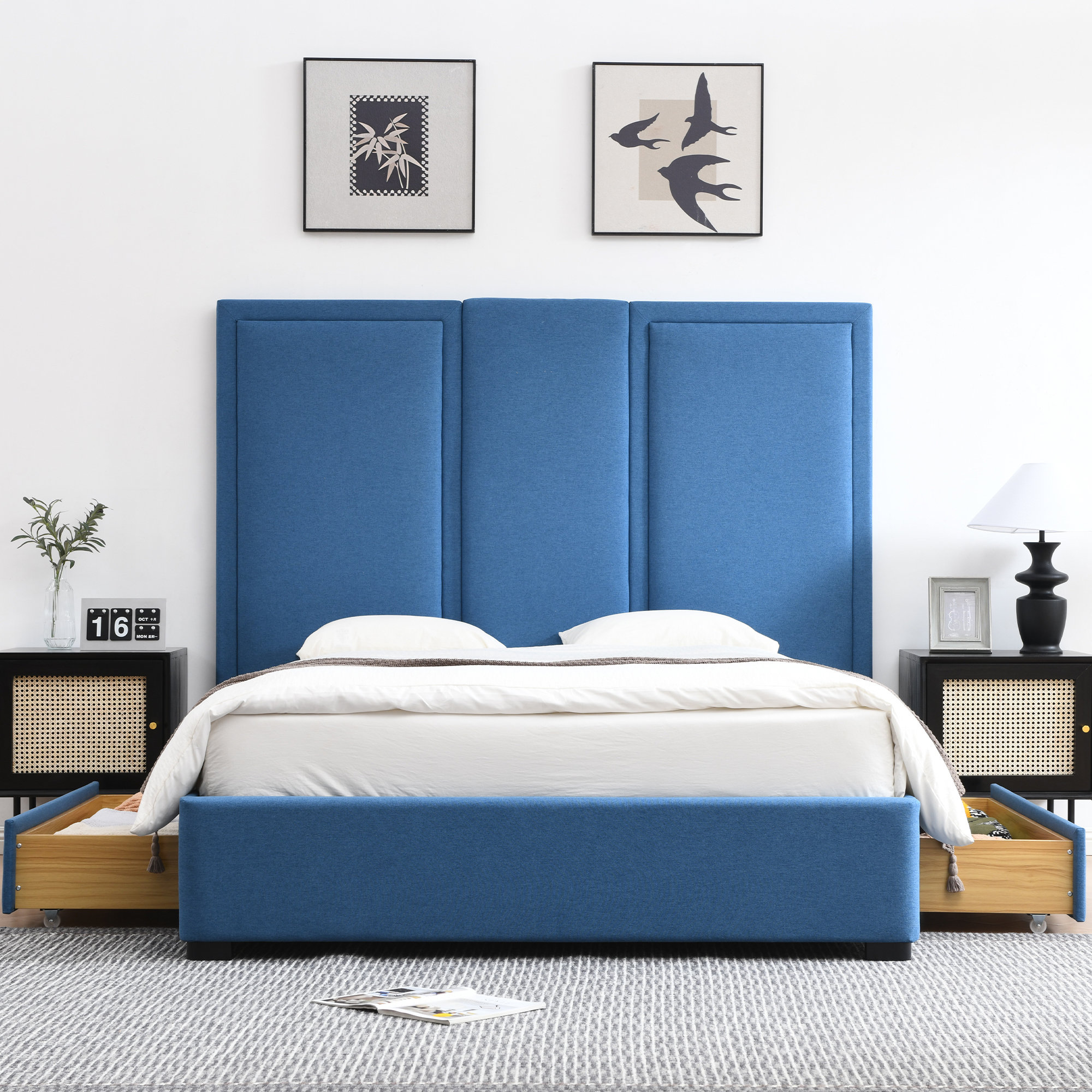 Ebern Designs Morghen Upholstered Platform Bed With Extra High ...