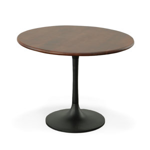George Oliver Latorie Mango Round Solid Wood Top Metal Base Dining ...
