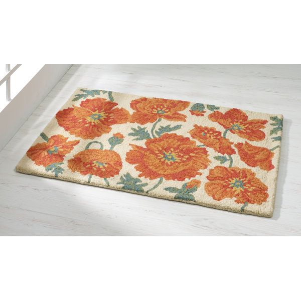HFLT Handmade Hand Hooked Wool Orange/Beige/Green Rug | Wayfair