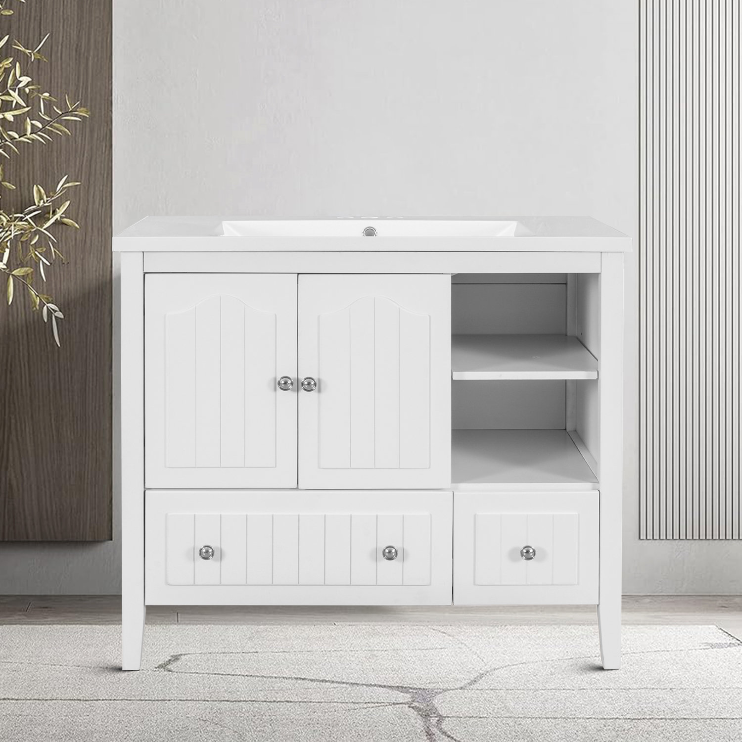 Winston Porter Fatululik 36 01 Single Bathroom Vanity With Ceramic