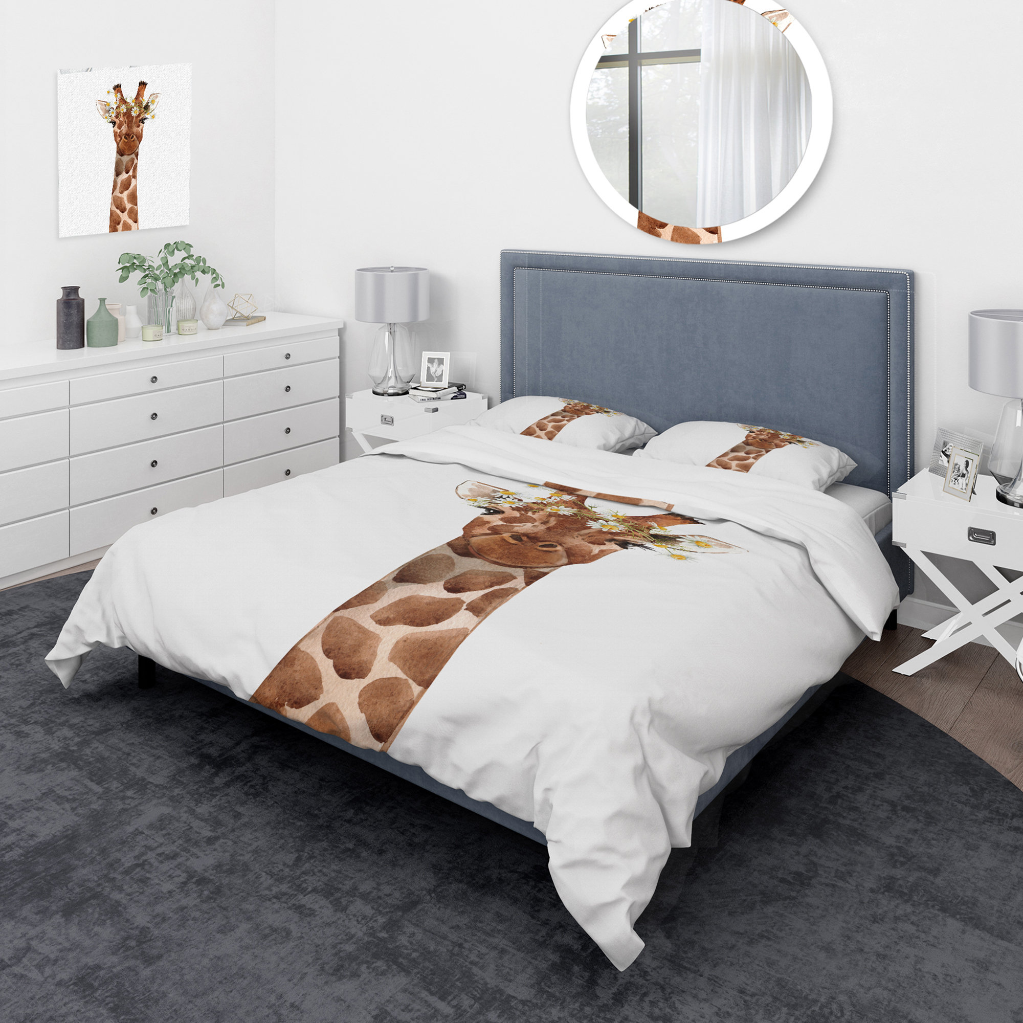 Design Art Portrait of A Giraffe XI - Farmhouse Duvet Cover Set ...