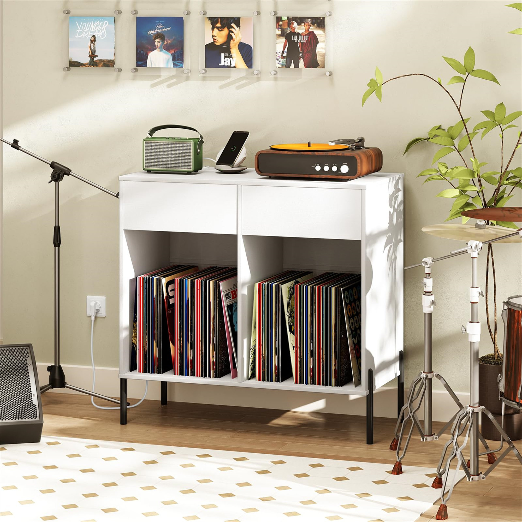George Oliver Large Record Player Stand With Charging Station - Wayfair ...