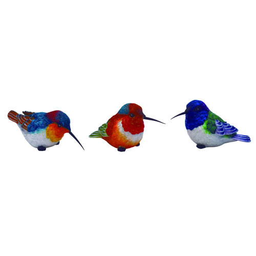 Lark ManorMedium Resin Bright Hummingbird Figurine Set of 3 Spring Home ...