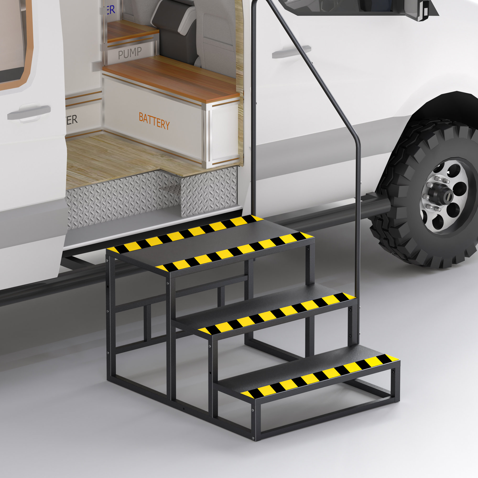 WFX Utility™ RV Steps with Handrail, 3 Steps Non-Slip Hot Tub Steps ...