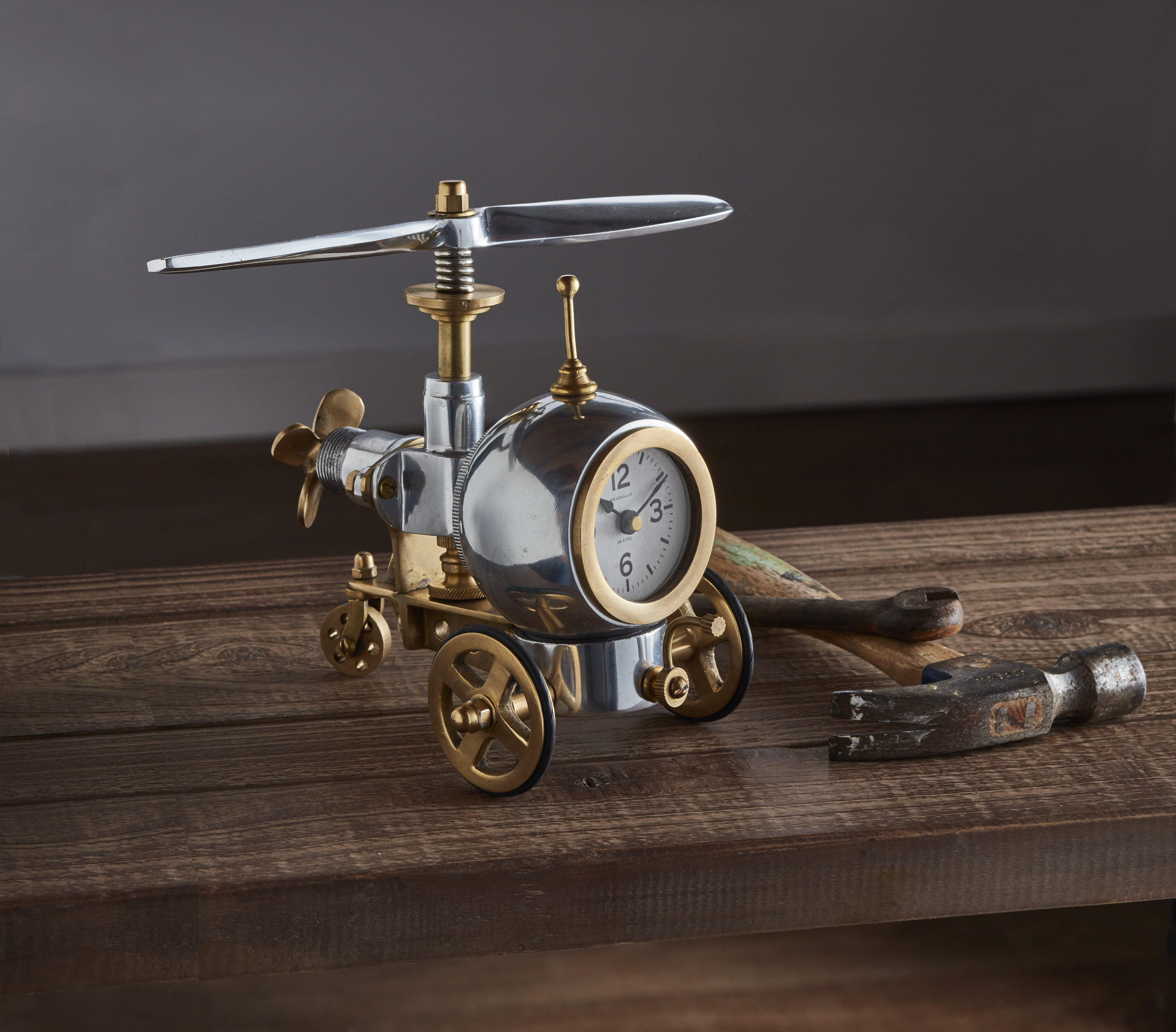 Williston Forge Igor Analog Metal Quartz Tabletop Clock in Silver/Gold ...