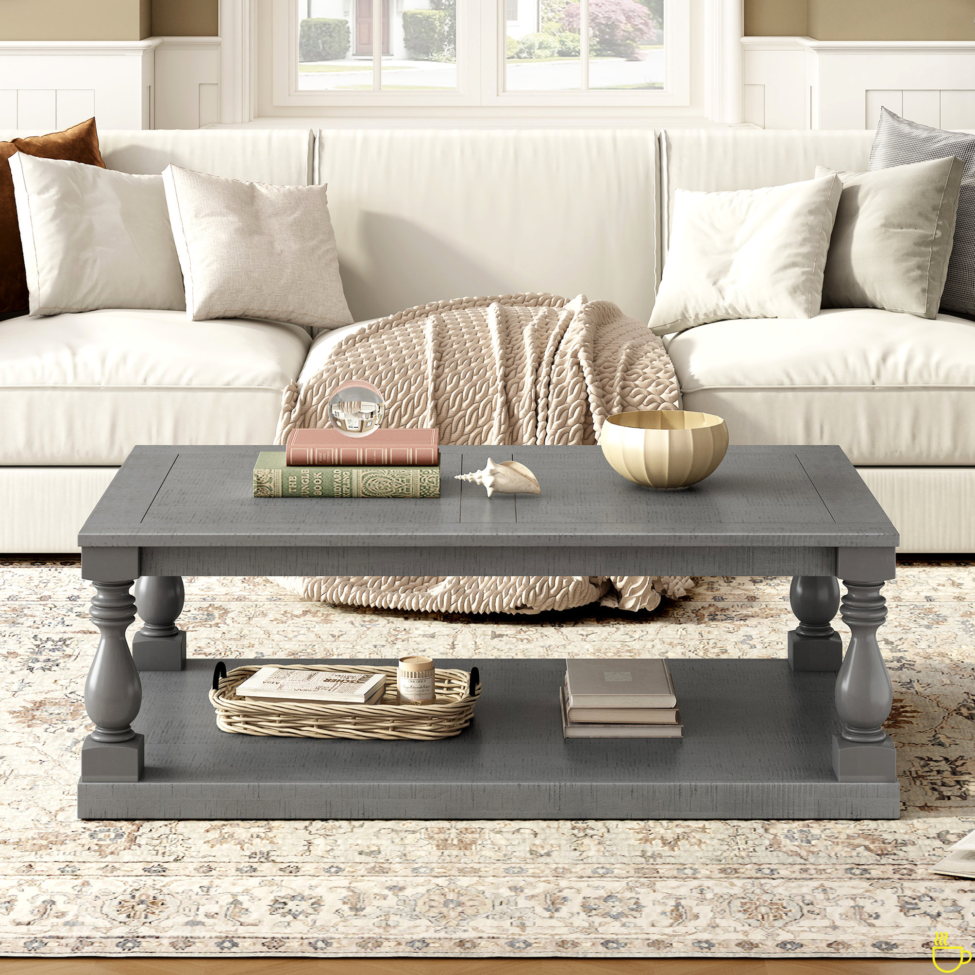 August Grove Coffee Table Featuring Artistic Vase Column Legs And ...