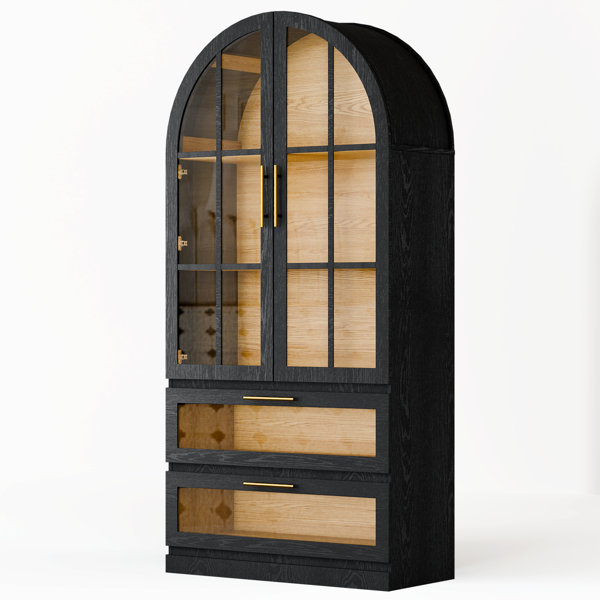 Lark Manor™ Arched Glass Storage Cabinet, 5-Tier Modern Display Cabinet ...