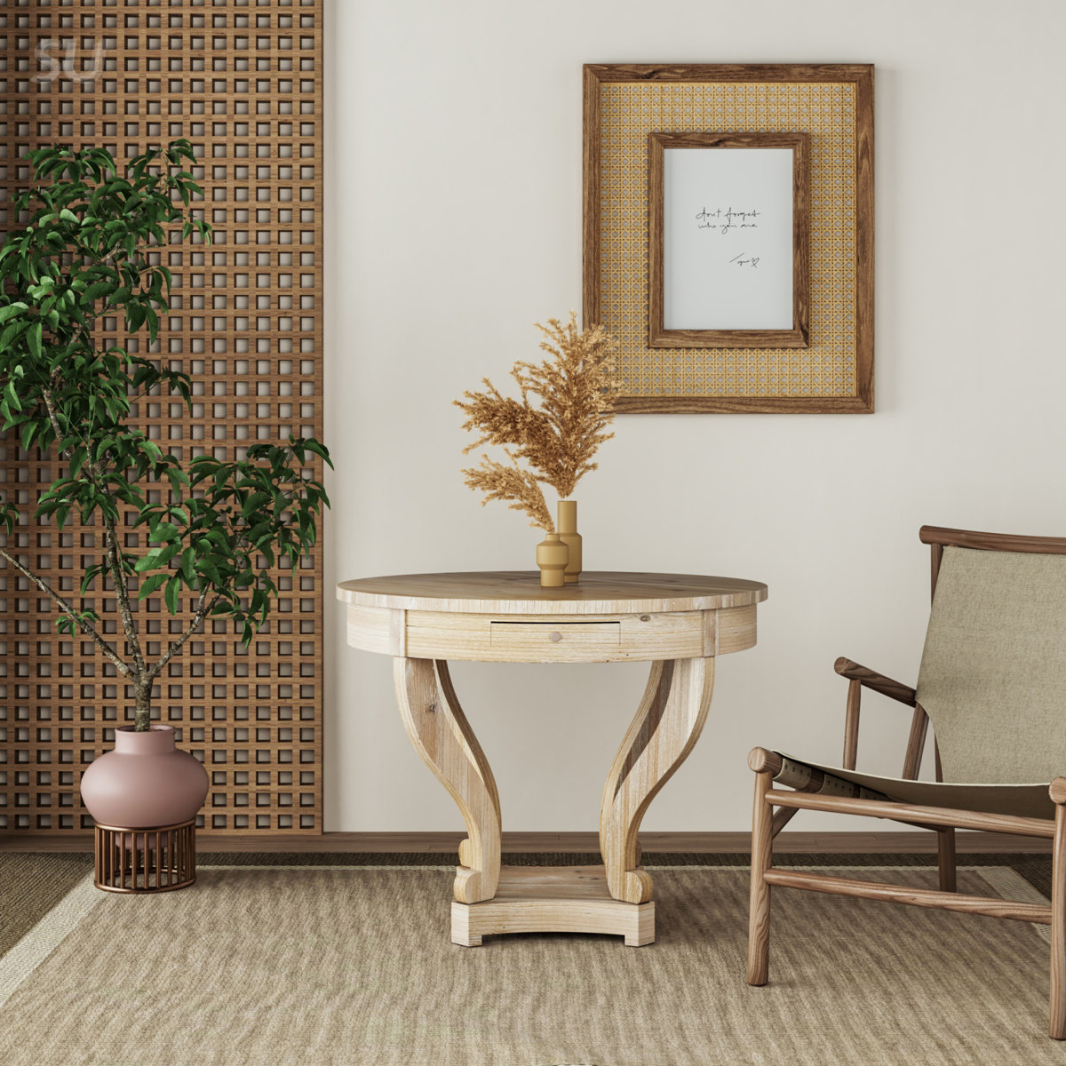 Ophelia & Co. Curved Legs Farmhouse Style Round Dining Table With ...