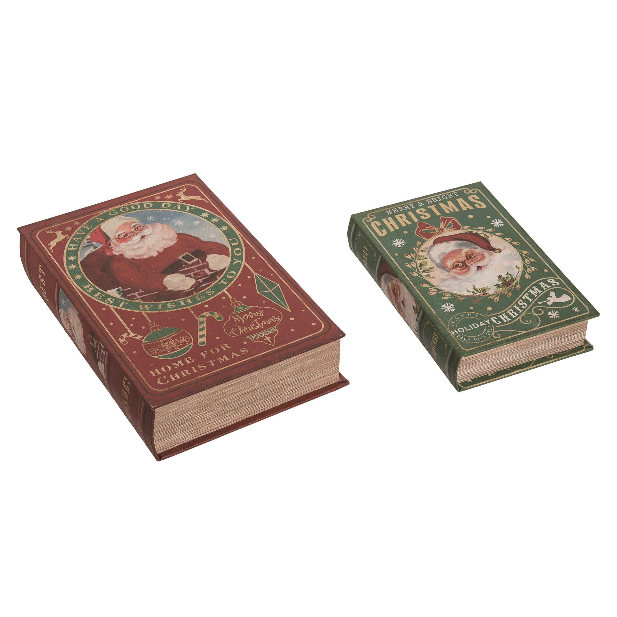 The Holiday Aisle® Wood 11.81 in. Multicolor Christmas Books Set of 2 | Wayfair