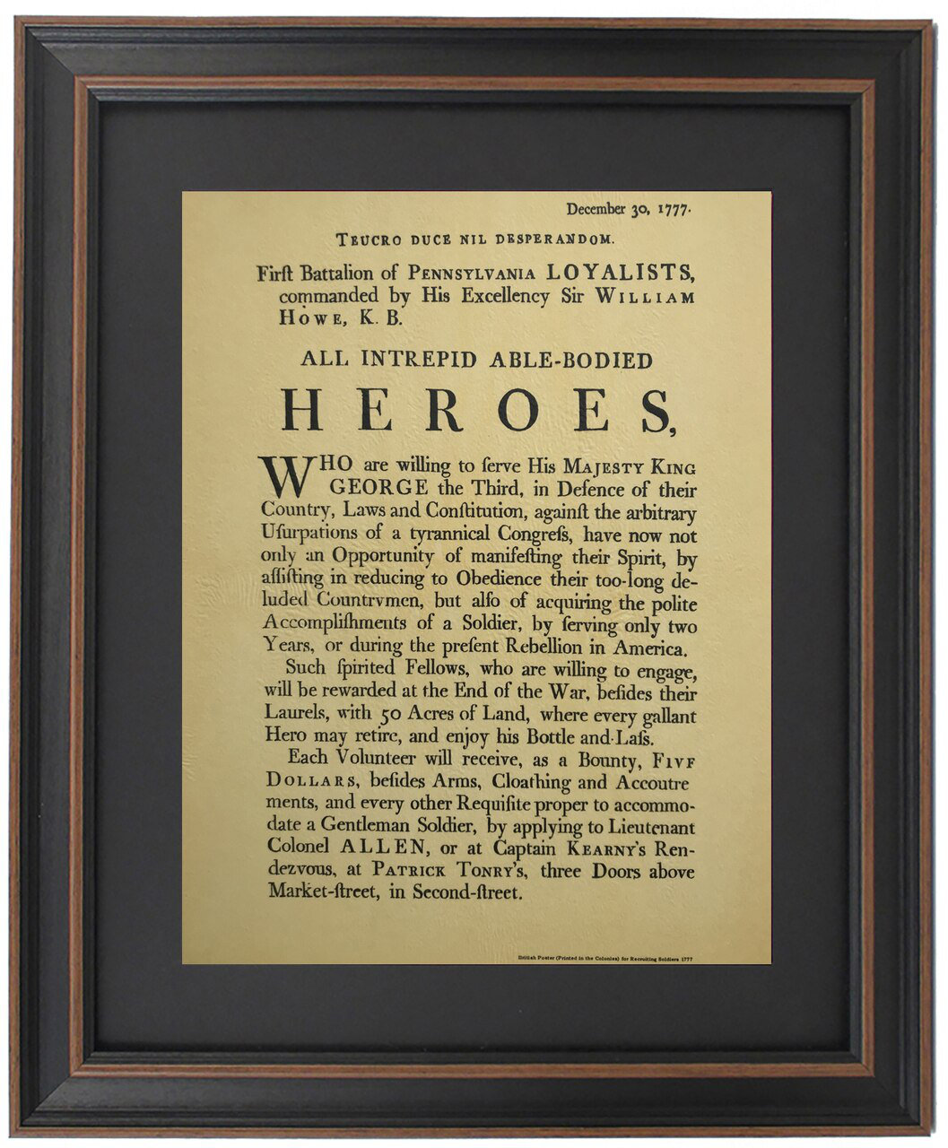 Alcott Hill British Army Recruiting Poster 1777 | Framed Textual Art ...