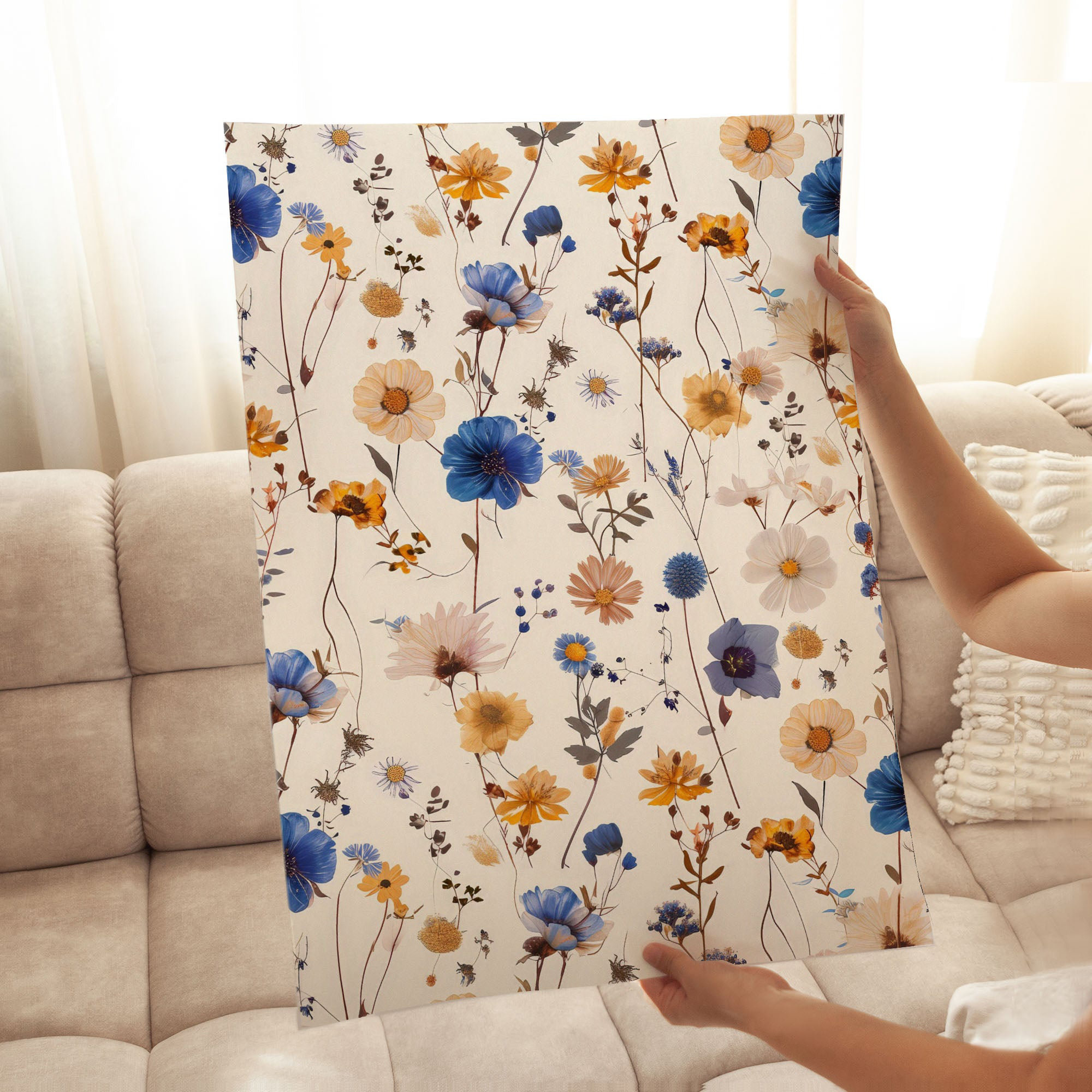 Ebern Designs Botanical Fall Wildflowers Pattern IV Cottage Unframed ...