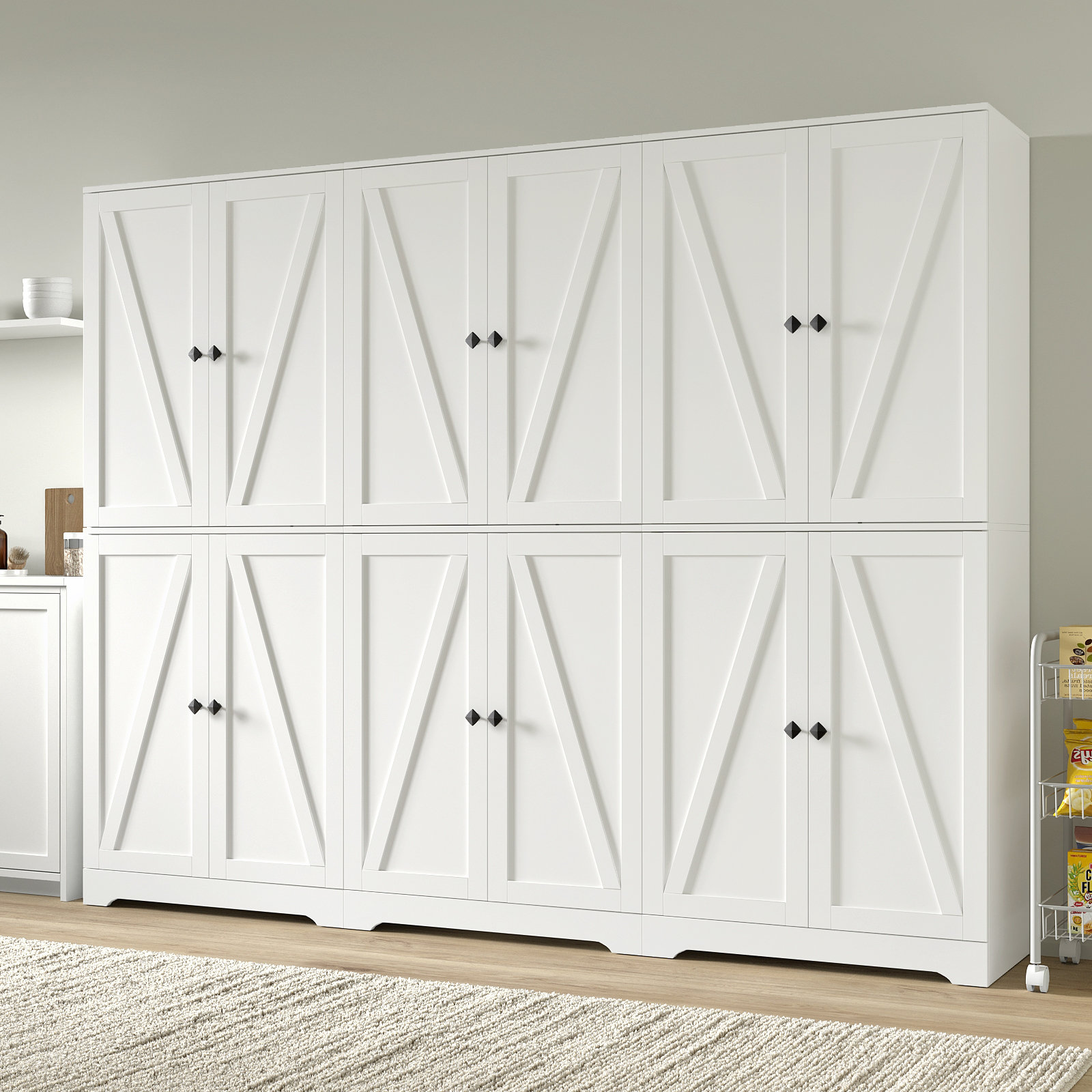 August Grove® 72" Tall Kitchen Pantry Set Of 3, Farmhouse Storage ...