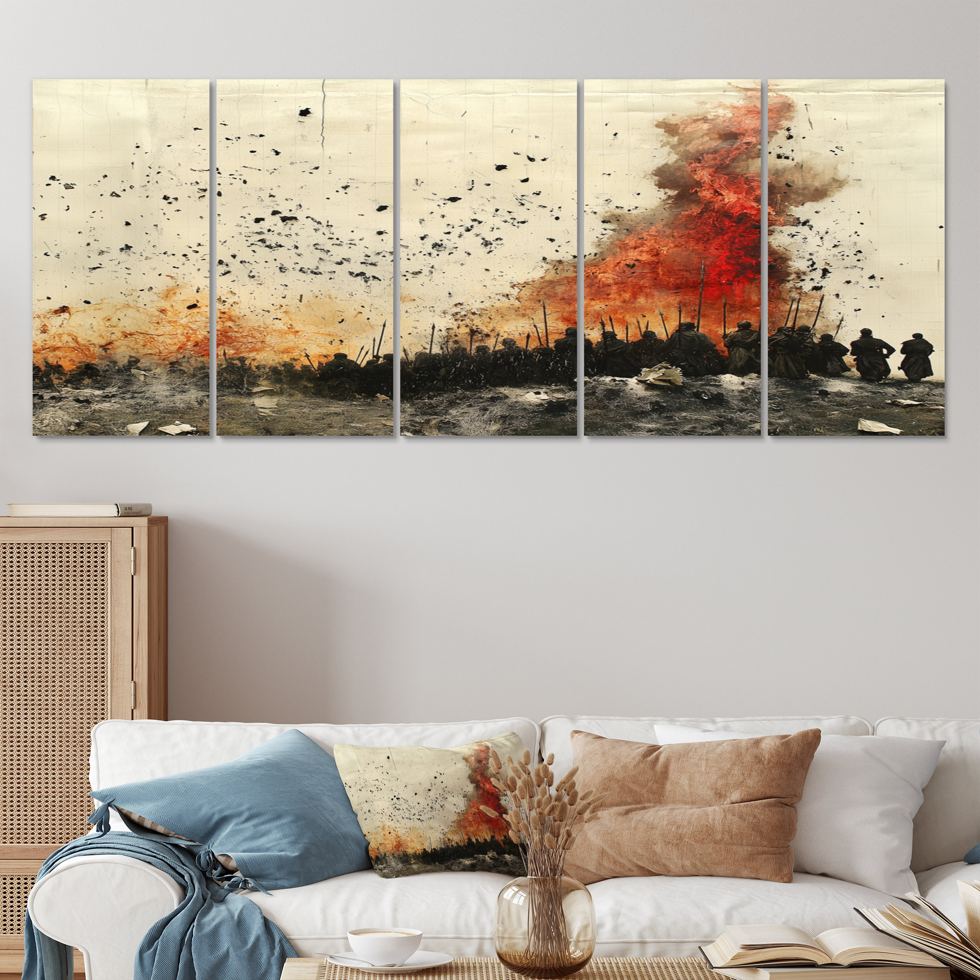 17 Stories Orange Epic Scene On The Battlefield - Warrior Wall Decor ...