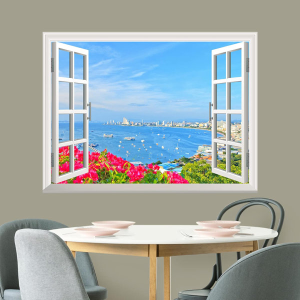 IDEA4WALL Natural Scenery View From White Window Wall Mural | Wayfair
