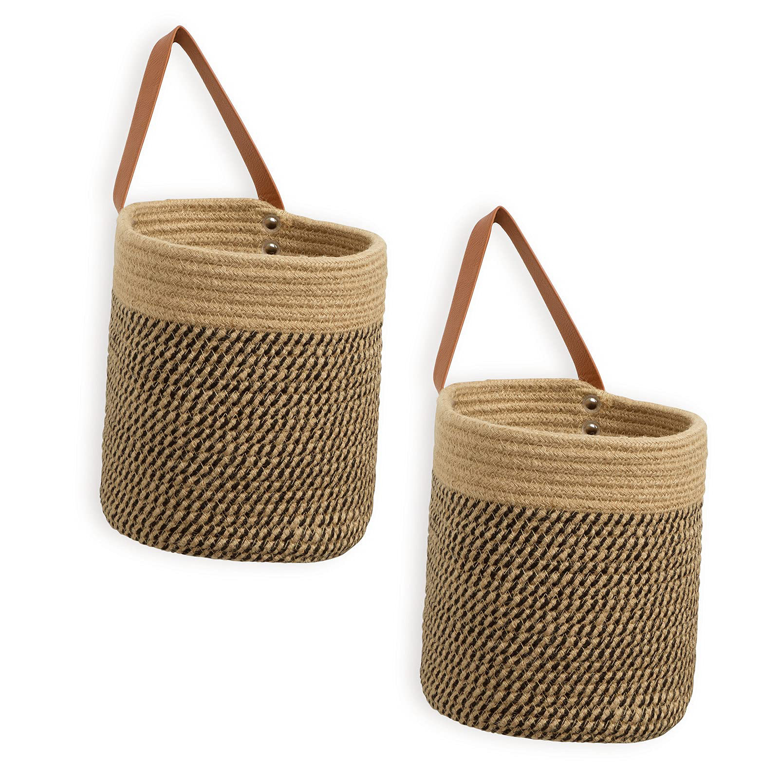 Gracie Oaks Wall Mounted Storage Basket 2 Pack, Small Woven Hanging ...