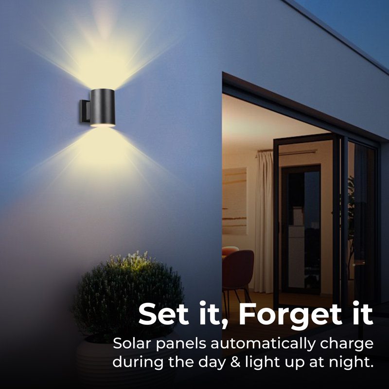 Ebern Designs Ferenc Outdoor Aluminum Solar LED Wall Sconce & Reviews ...