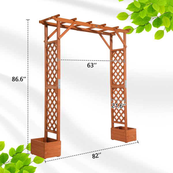 Winado 82" W x 63" D Solid Wood Arbor in Brown & Reviews | Wayfair