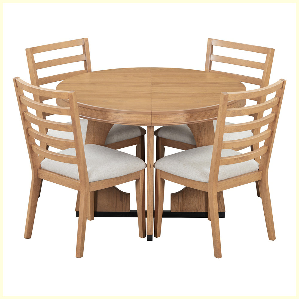 George Oliver Modern Round Extendable Dining Table Set with 16 ...