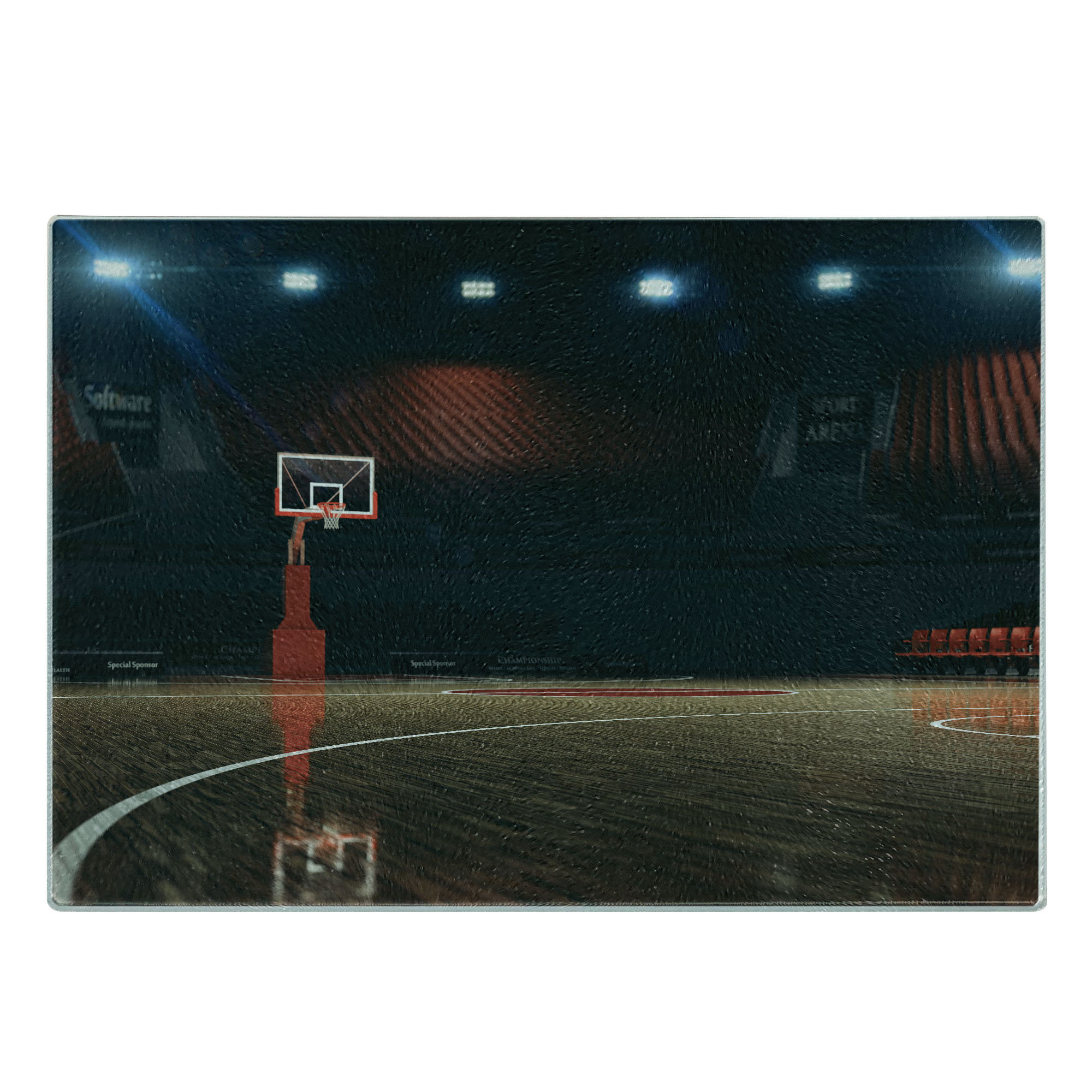 Ambesonne Sports Tempered Glass Cutting Board Empty Basketball Court ...