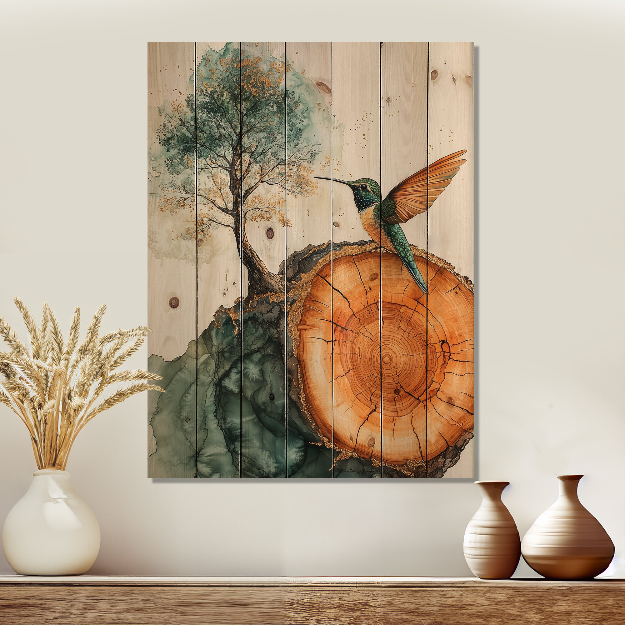 Millwood Pines Abstract Hummingbird Wooden Grace III - Hummingbird ...