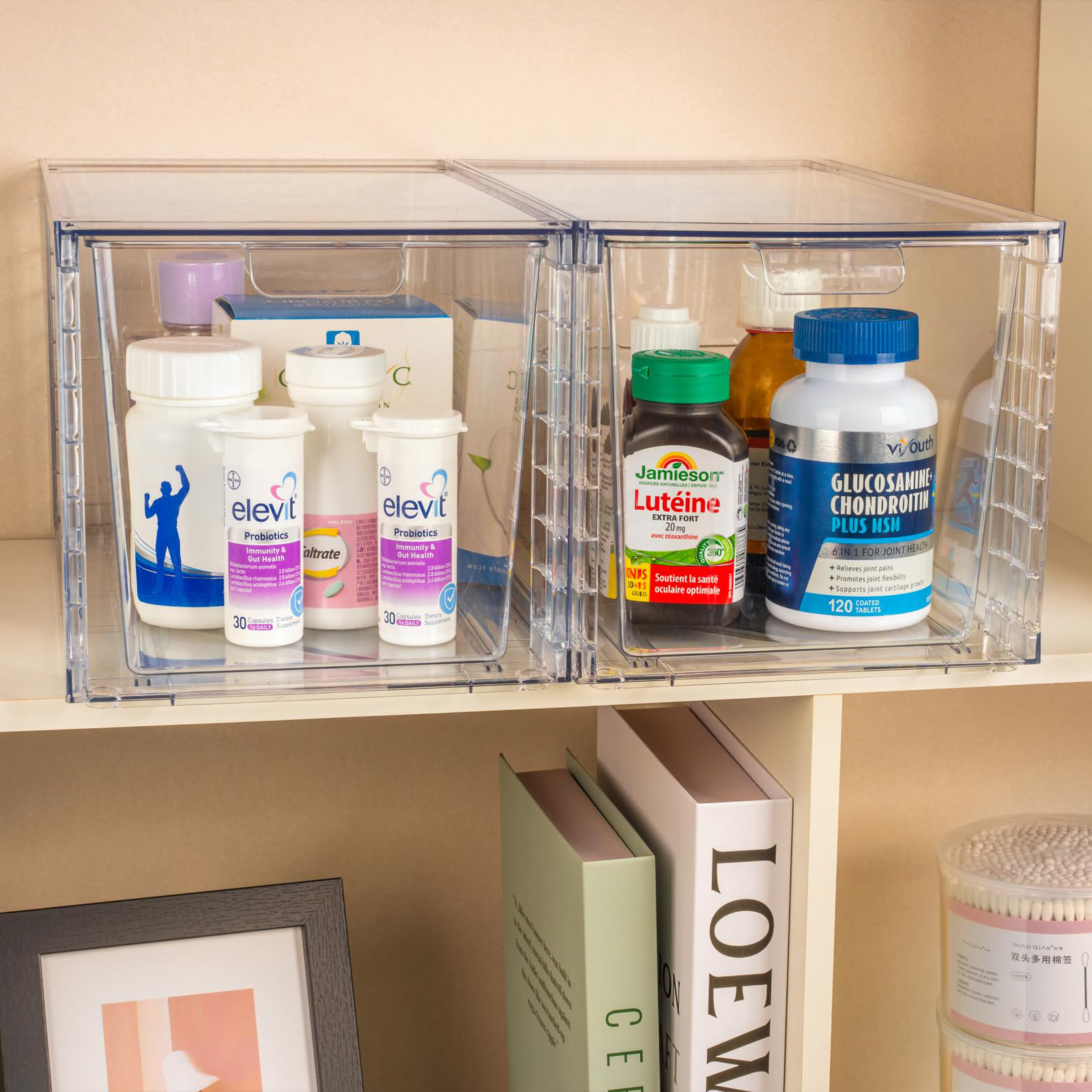 Hokku Designs 4Pack Large Stackable Kitchen Storage Drawers, Clear ...