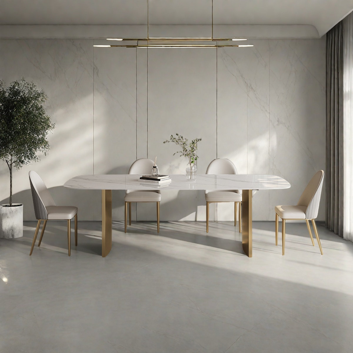 RESROS Modern Luxe Dining Table, Glossy Rock Panel - Wayfair Canada