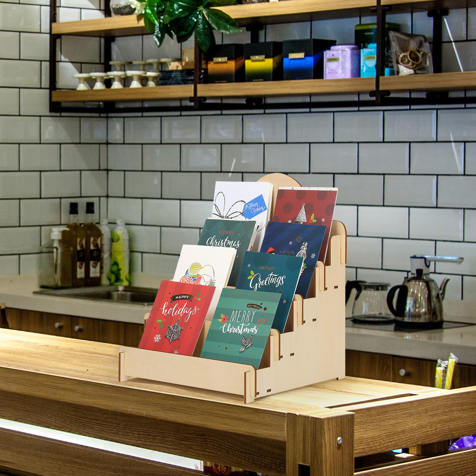 zenco homegoods Multi-tier Greeting Card Display Stand Wooden Display ...