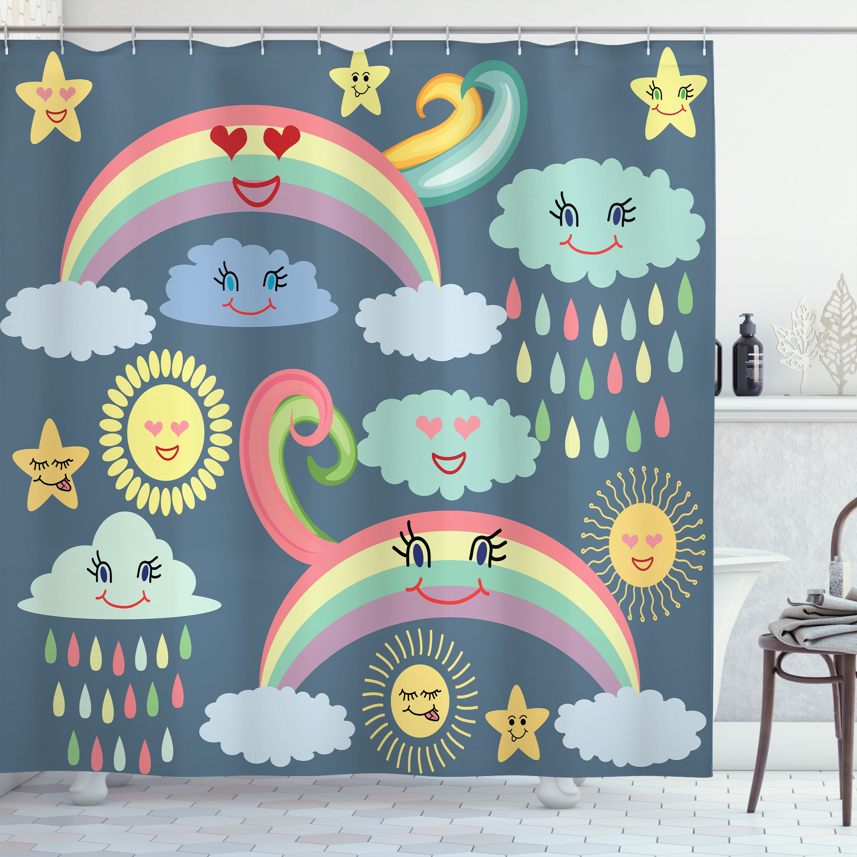 East Urban Home Rain Shower Curtain Weather Rainbow Multicolor | Wayfair