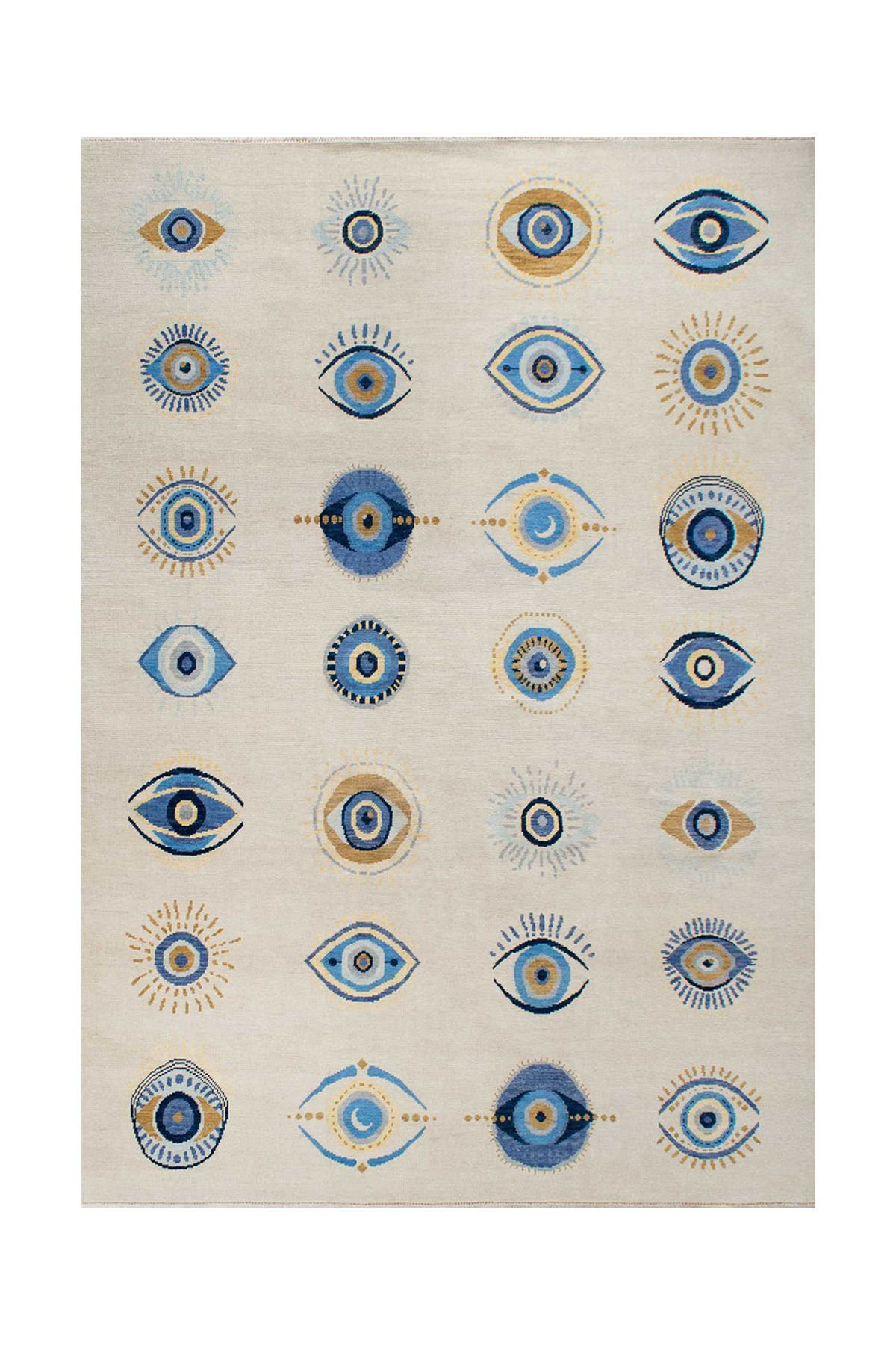 Dakota Fields Beige Nazar Rectangle Blue Eye-Themed Woven Base Rug ...