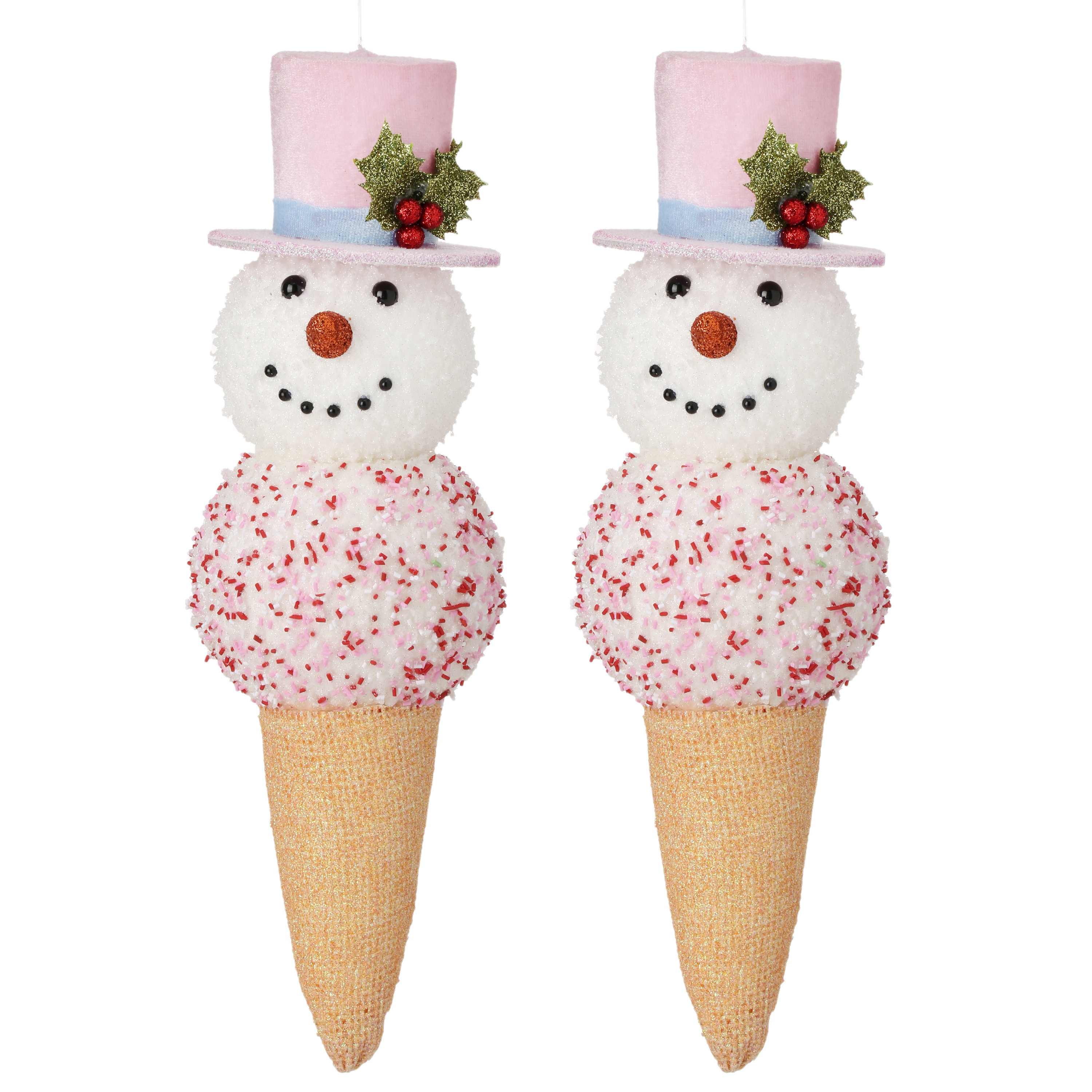 The Holiday Aisle® 14" Ice Cream Snowman Ornament Set of 2 | Wayfair