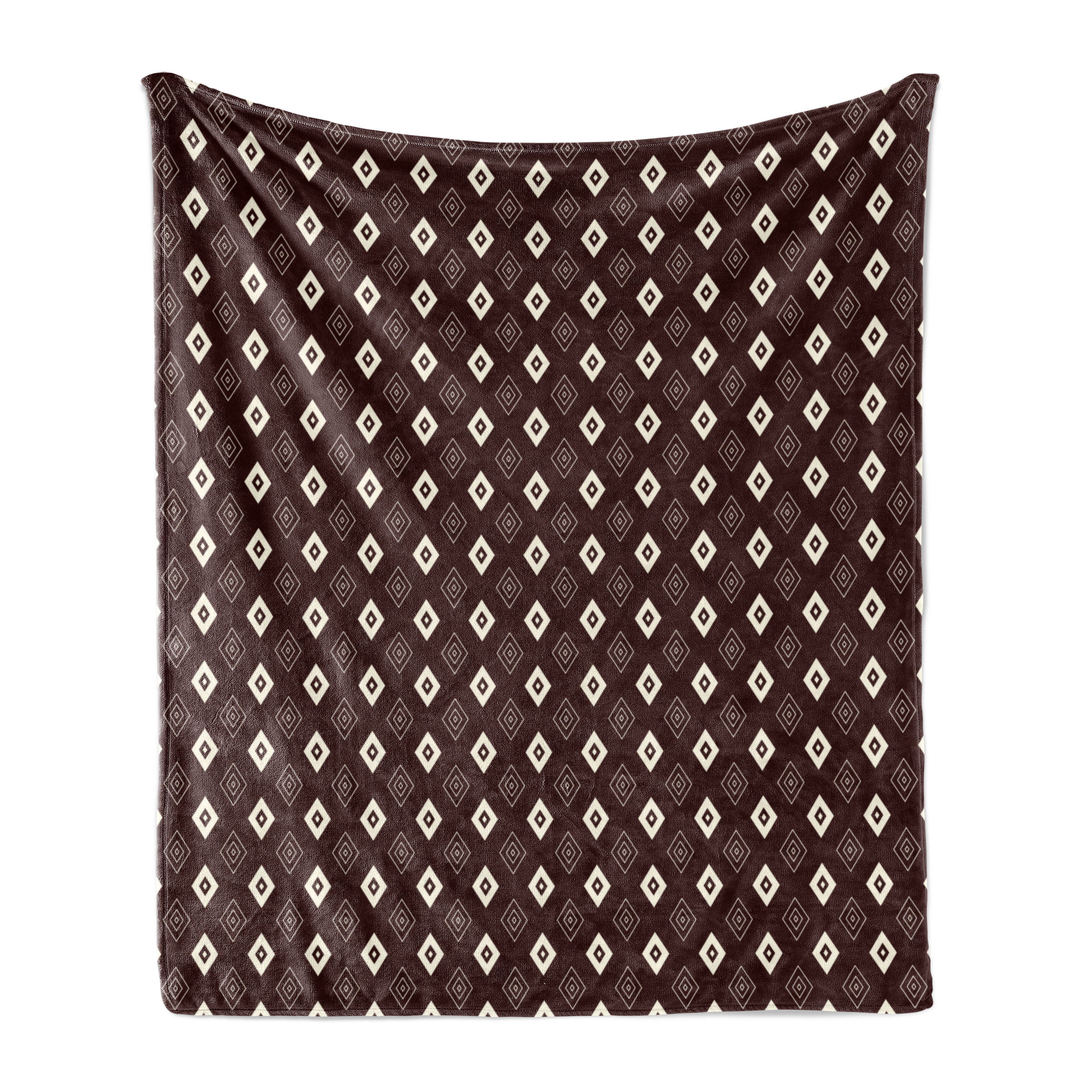 Ambesonne Geometric Fleece Throw Blanket Pattern of Rhombus Chestnut ...