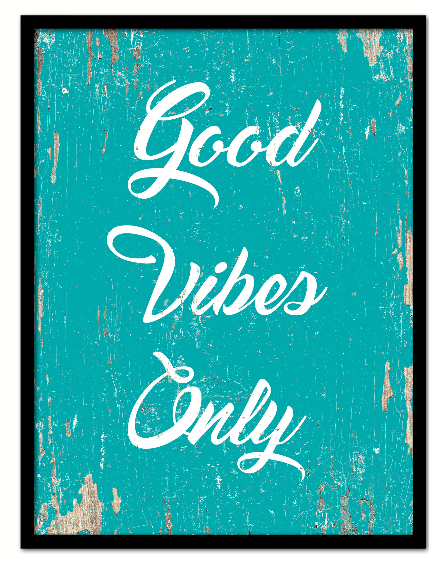 Trinx SpotColorArt Good Vibes Only Handcrafted Canvas Print, 22" x 29 ...