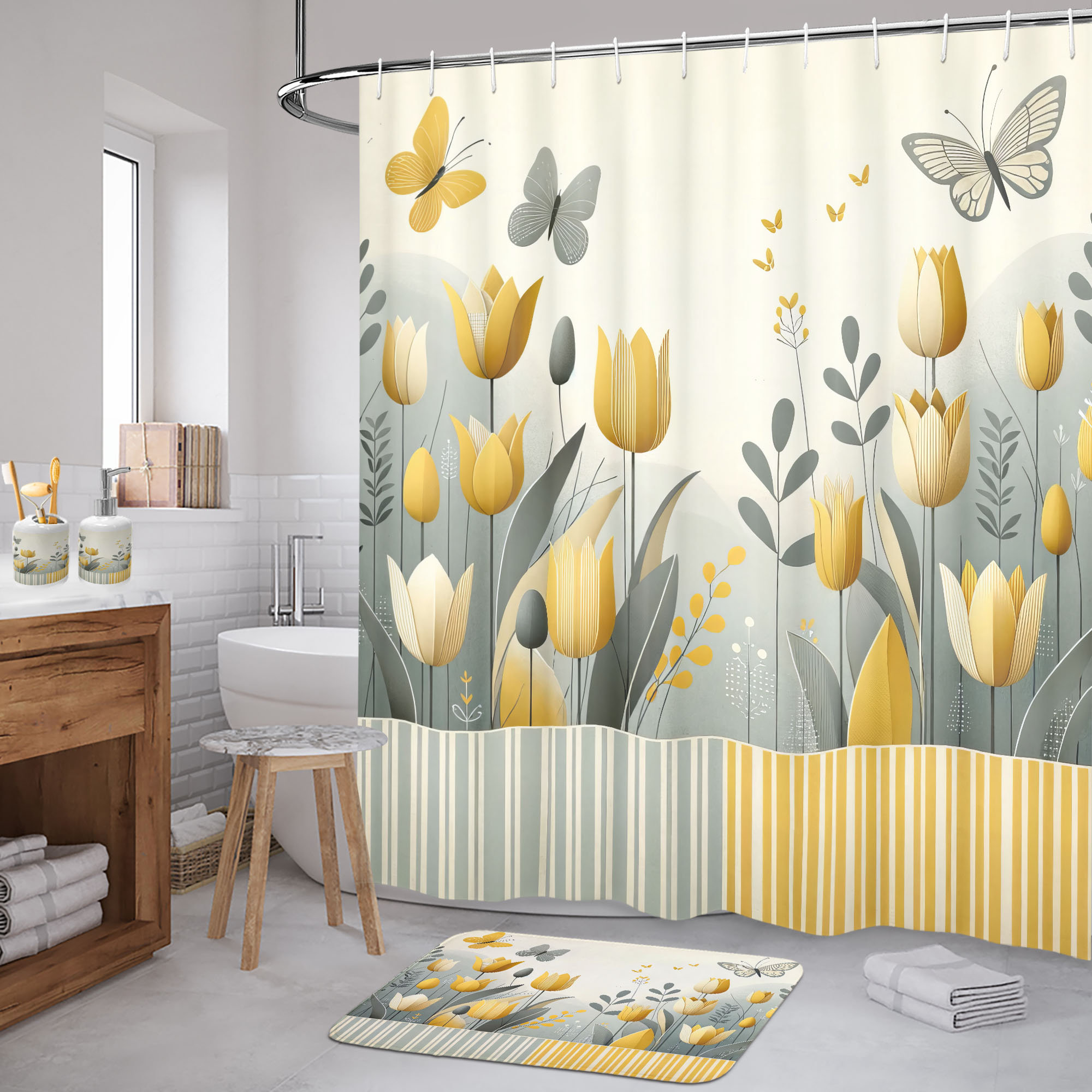 Winston Porter Yellow 4 Pcs Bathroom Decor Set in a Gift Box | Wayfair