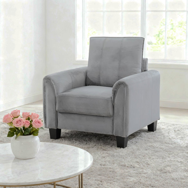 Mercer41 Modern Grey Upholstered Rolled Arm Accent Chair | Wayfair
