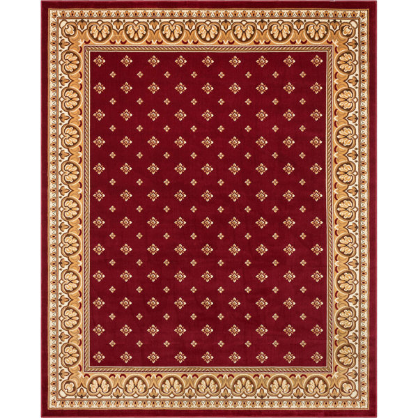 Fleur De Lis Living Denzel Geometric Wine/Beige/Brown Border Area Rug ...