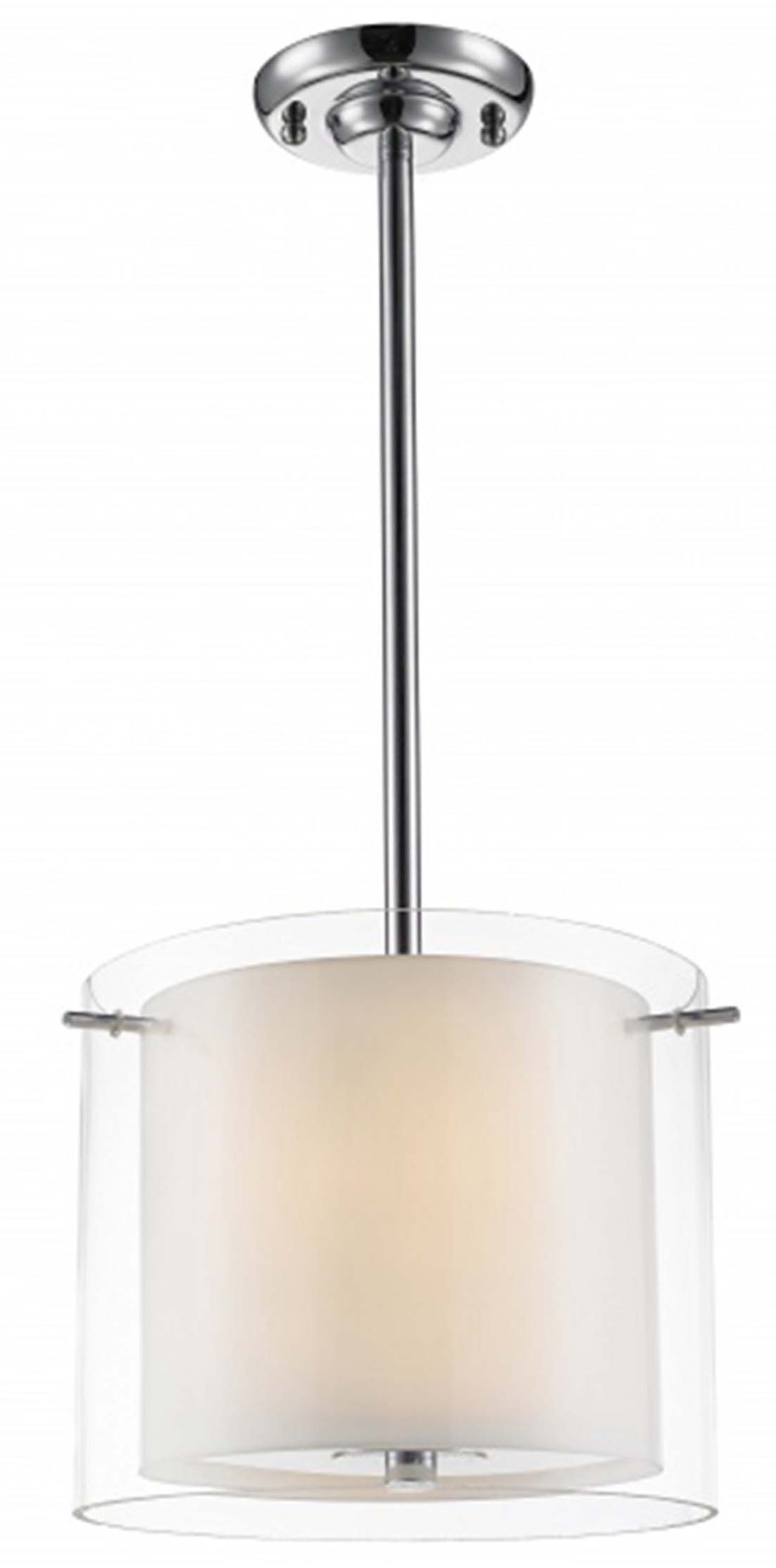 Ivy Bronx Abingdon 1-Light Chrome Drum Pendant With A Glear Glass Shade ...