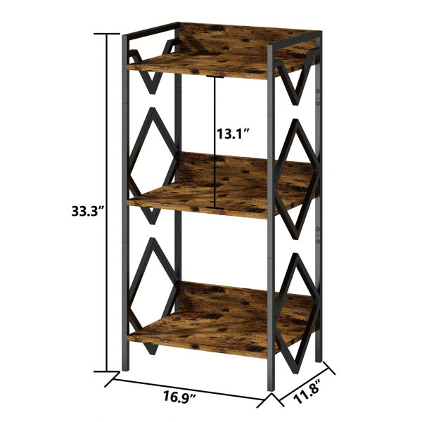 17 Stories 3 Tier Bookshelf For Small Space, Small Metal Bookshelf For ...