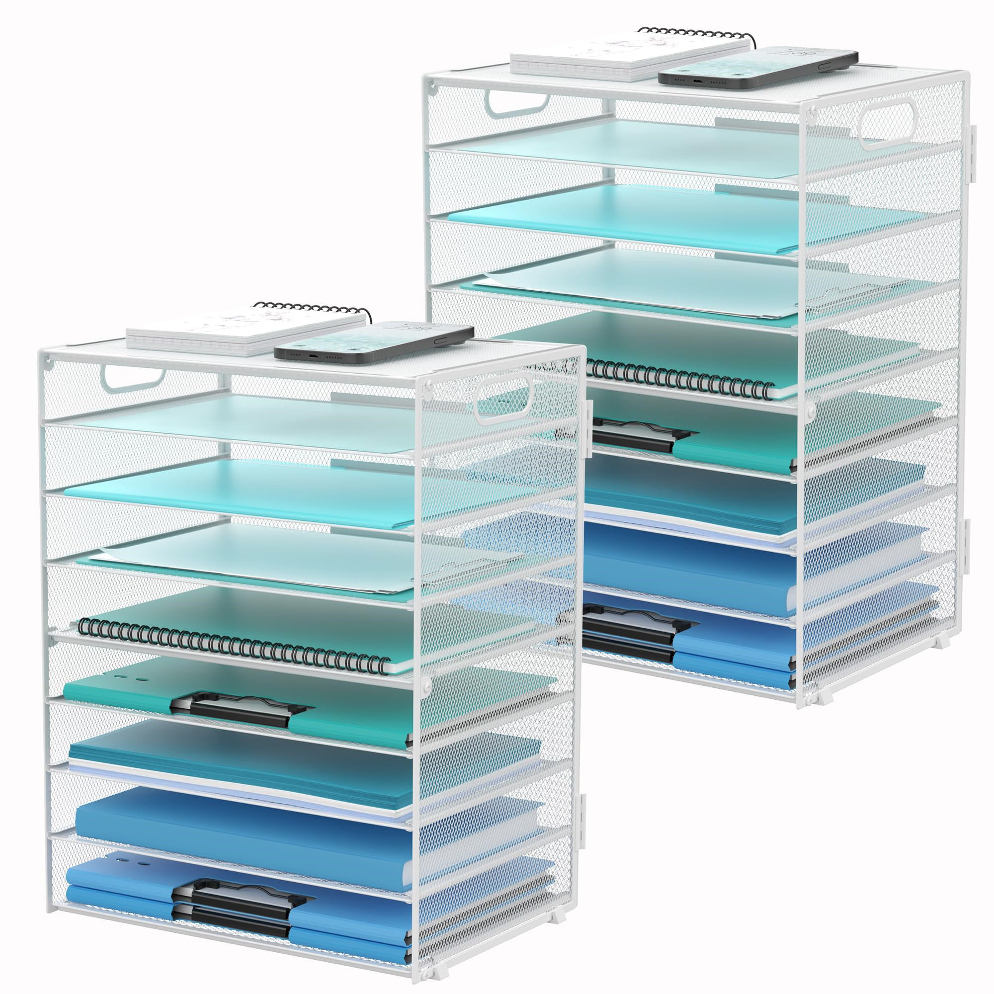 Inbox Zero 2 Pack 9-Tier White Paper Letter Tray Desk Organizer With ...